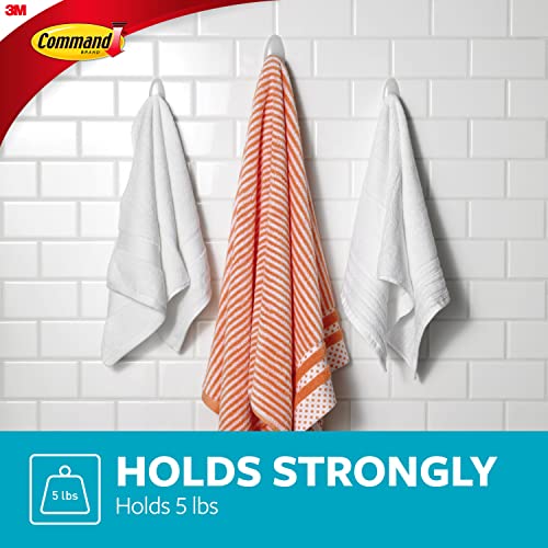 Command Bath Large Towel Hook Value Pack, Total 6 Large Wall Hooks with 6 Command Water Resistant Strips, 2-Pack of 3 Hooks, Organize Damage-Free
