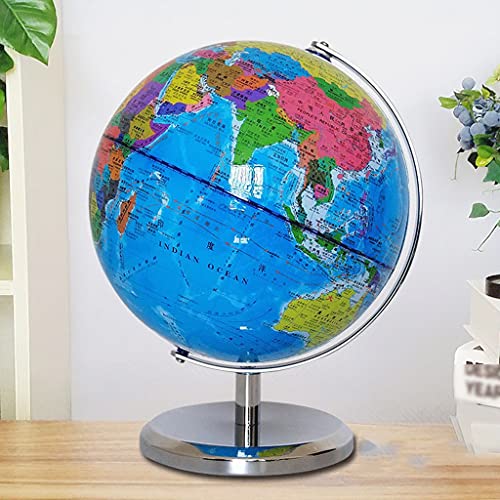 geographic globe Global 9.8" Blue Ocean World Globe With Metal Base Desktop Earth Globe Educational Geography Globes Of Earth For Kids & Adult world globe gift (Diameter 7.8"+ar) (