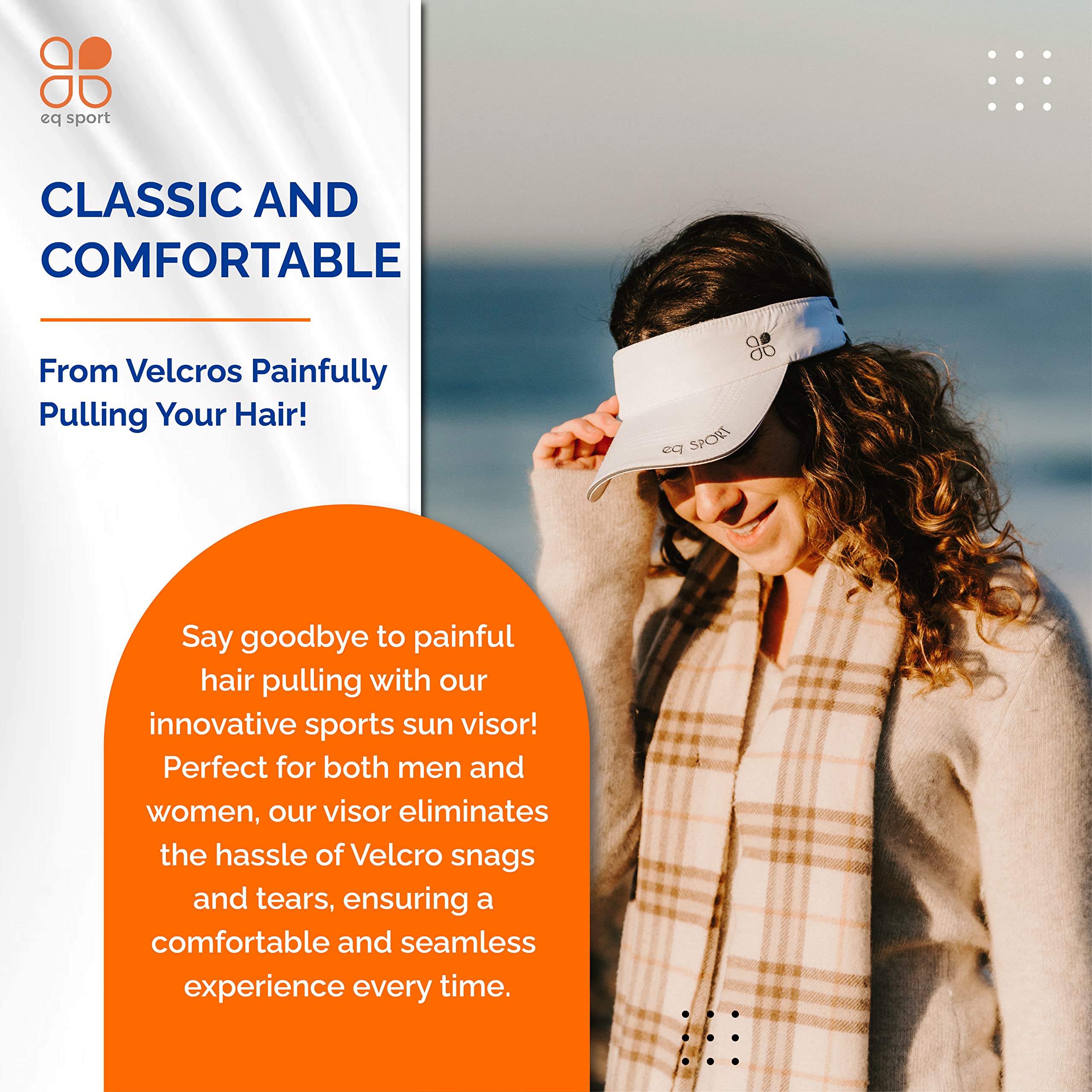 EQ SPORT Sun Visors for Women and Men - Stretchy Elastic Band Golf and Tennis Visors for Women - Black Sport Visor Hats