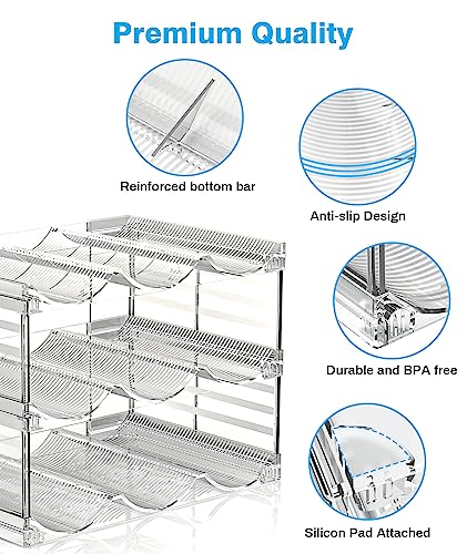 Hyperzoo Water Bottle Organizer, Stackable Water Bottle Holder, Plastic Wine Racks for Kitchen Cabinets, Pantry, Fridge, Water Bottle Storage for Wine/Drink/Can/Tumbler Cup Stand Organizer, 3 Pack