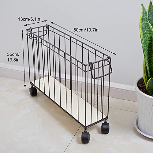 Household Products Laundry Hamper with Wheels, (19.7in*5.1in*13.8in) Slim Laundry Basket Dirty Clothes Basket Portable Rolling Laundry Organizer for Corner Narrow, Removable Wash Storage Bins, Black