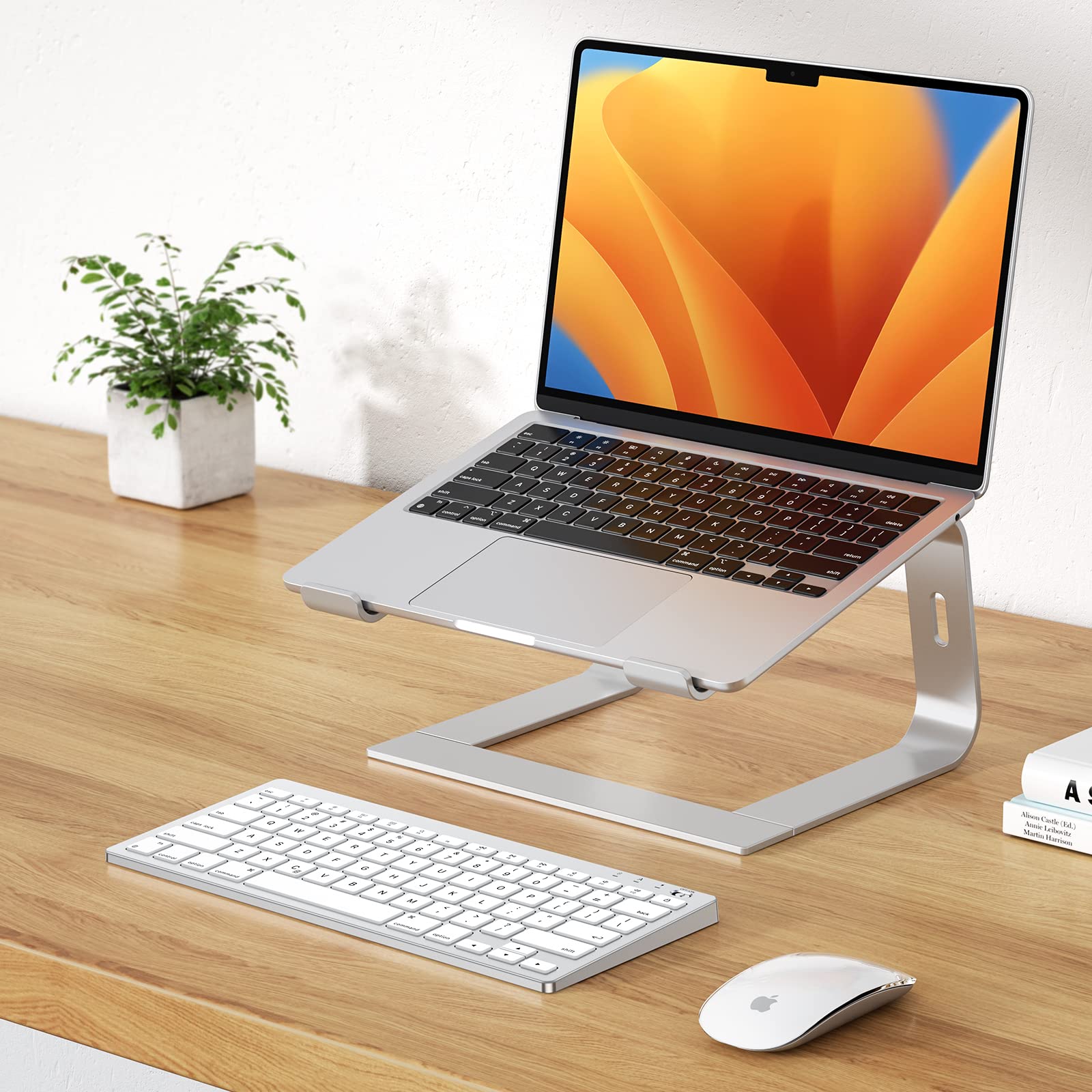 Emetok for Mac Keyboard [Aluminum Base, Rechargeable], Ultra Slim Bluetooth 5.1 Keyboard with [Upgraded Scissor Keys] Customized for MacBook Air/Pro, iMac, iMac Pro, Mac Mini/Pro, Silver