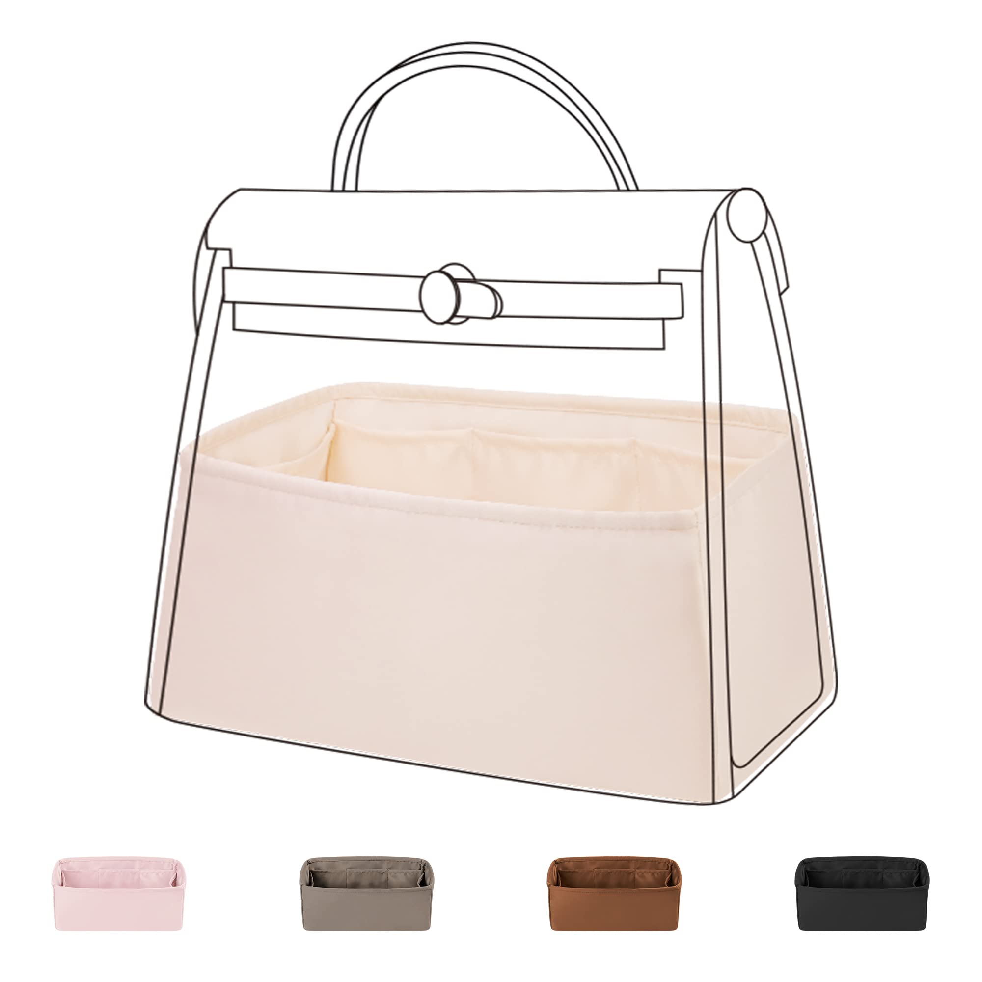 DGAZ Silk Purse Organizer Insert Fits Hermes Herbag 31/39/50 Bags, Luxury Handbag & Tote Organiser, Simplicity bag insert(Craie,H31)