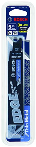 Bosch RETM6X2 5 pc. 6 In. 20/24 TPI Edge Reciprocating Saw Blades for Thin Metal