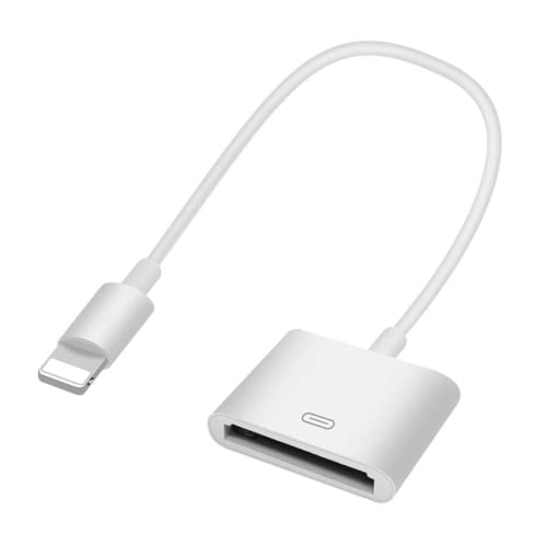 Lightning to 30-Pin Adapter, iPhone 8 Pin Male to 30 Pin Charger ipad Connector Adapter Data Sync Cable Connector Compatible iPhone 14/13/12/11/X/8/iPad/Bluetooth (White)