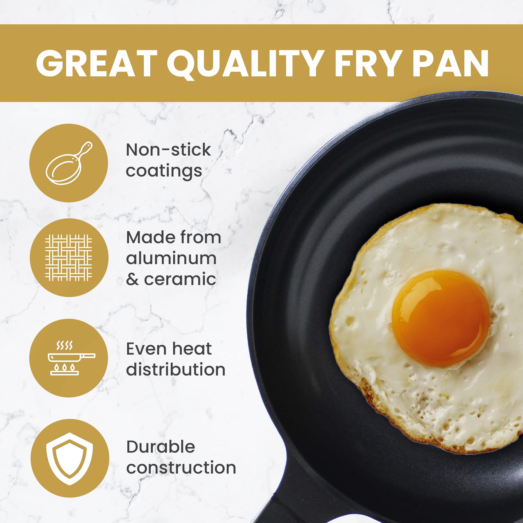 Evaco Cast Aluminum Non-Stick Omelet Pan 9.5" ES024-BIH, Induction Ready, Heat Conduction, Searing & Sautéing, 900°F Tolerance