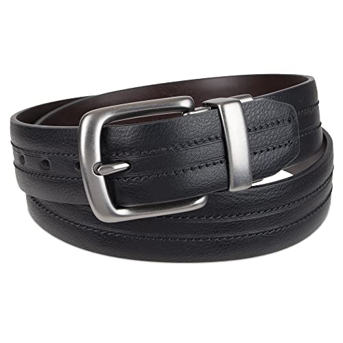 Columbia Men's Reversible Leather Belt - Casual for Men's Jeans with Double Sided Strap, Black/Brown Stretch, Medium (34-36)