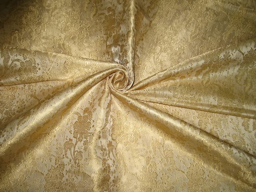 Silk Brocade Fabric -Beige/Gold Floral 44" BRO9[3]