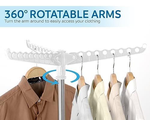 Laundry Drying Rack Foldable 59 Inch Clothes Drying Rack, 3 Rotatable Arms & 4 Sturdy Legs, Folding Clothes Racks for Hanging Clothes in Small Areas (White)