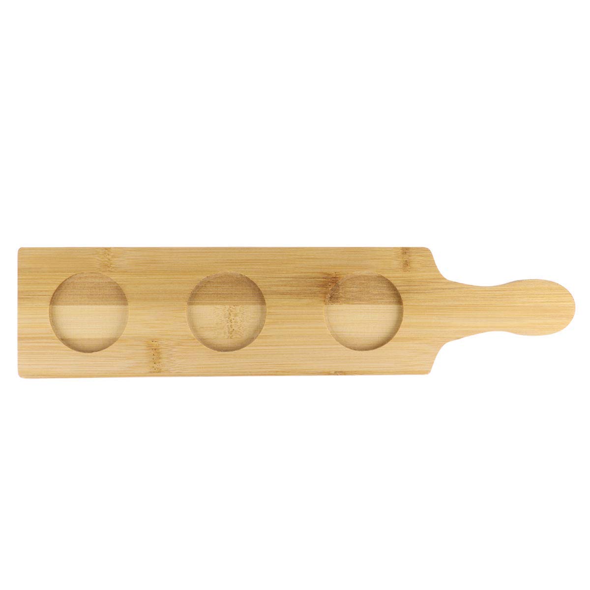 HinLot 3 Slots Bamboo Wine Serving Display Rack Flight Paddle Board for Wine Glass Jars (1)