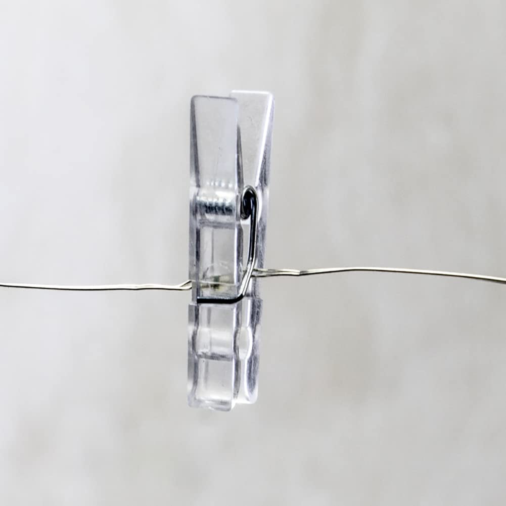 GSHLLO 50 Pcs Clear Plastic Photo Display Clips Clothes Pins Paper Pegs Craft Clips Spring Hanging Clips Clamps for Home Crafts Decor