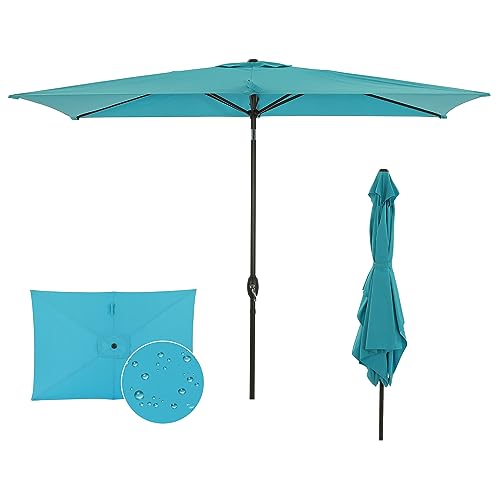 MONDAWE Outdoor Patio Umbrella 10 x 6.5 FT Rectangular Market Umbrella with Tilt and Crank Aluminum Commercial Table Umbrella for Pool Backyard Balcony