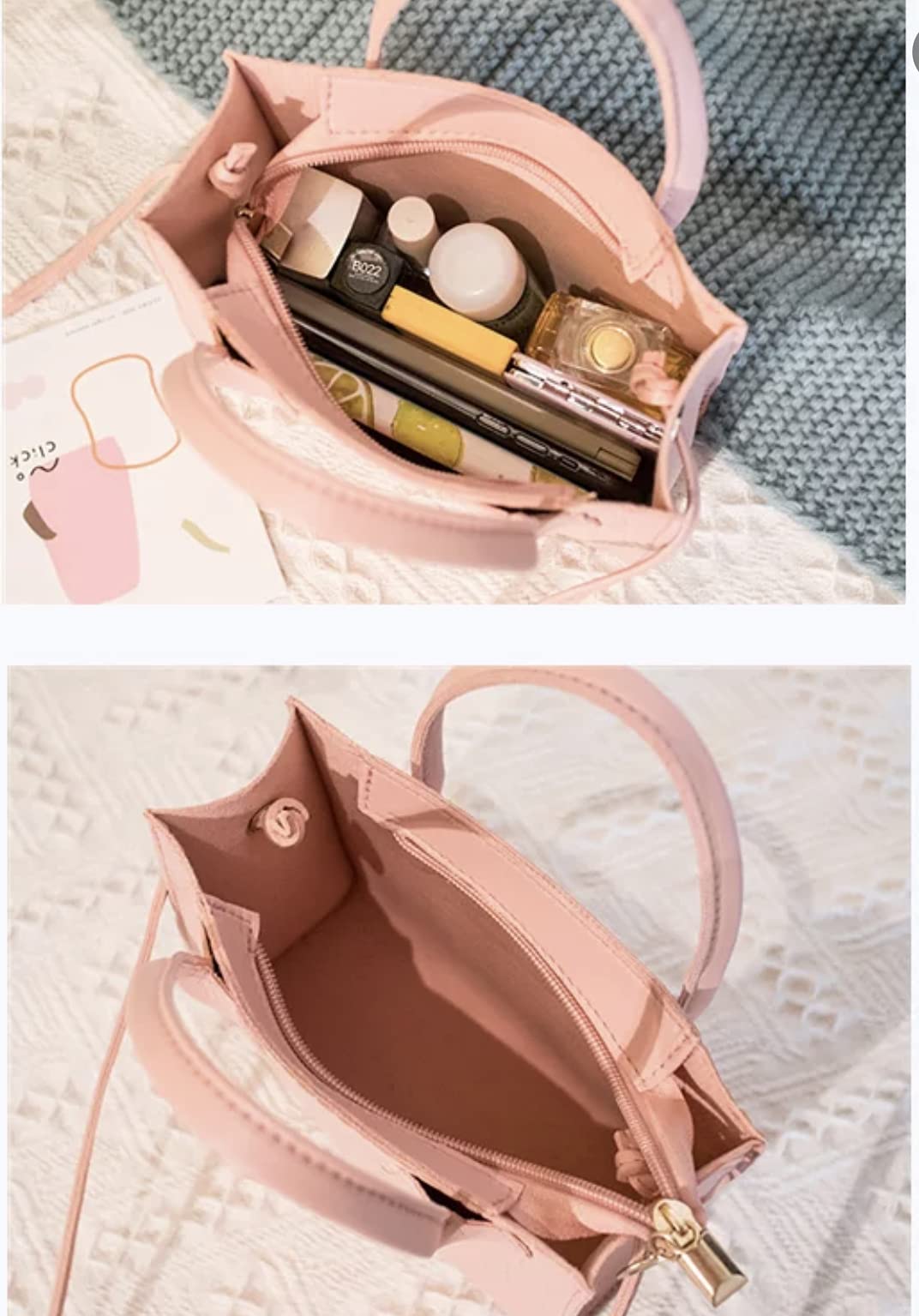 Women Tote Handbag Top Handle Small Mini Handbag for Women/Purses and Handbags for Women Top Handle Purses and Handbags with PU Leather and Adjustable Strap (Pink)