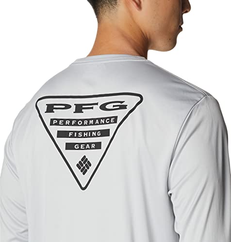 Columbia Men's Terminal Tackle PFG Destination Long Sleeve, Cool Grey/Louisiana, Large