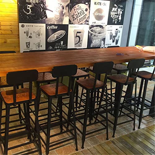 NIUYAO Bar Table Modern Simplicity Style in Solid Wood Fixed Top Table with Metal Legs for Bistro Cafe Home -Dark Wood β71" L x 23.5" W x 41.5" H