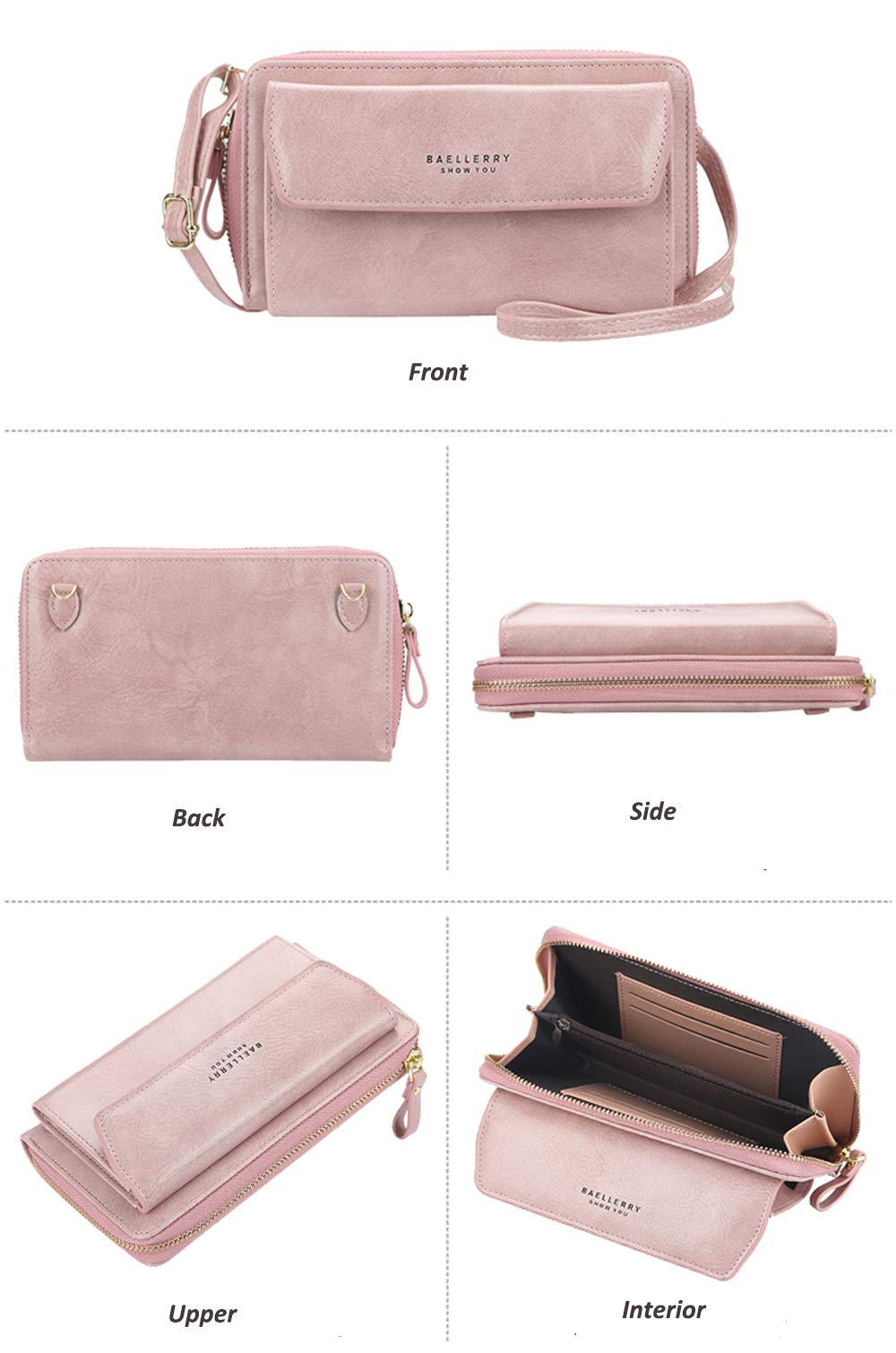 Womens Crossbody Wallet Small Cute Clutch Purses Phone Bag with Front Zipper Pocket,Red