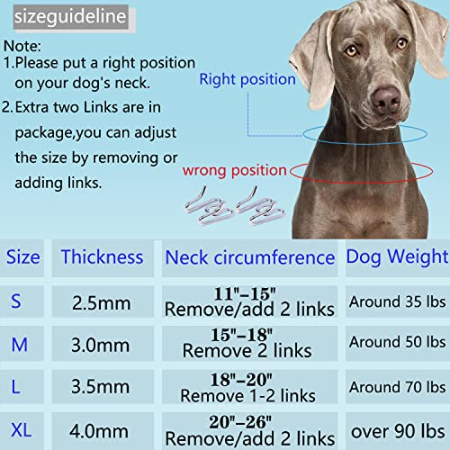 Prong Collar for Dogs, Pinch Collar for Dogs, Adjustable Dog Training Collar with Metal Quick Release Buckle for Small Medium Large Dogs (M Neck: 15"-18''