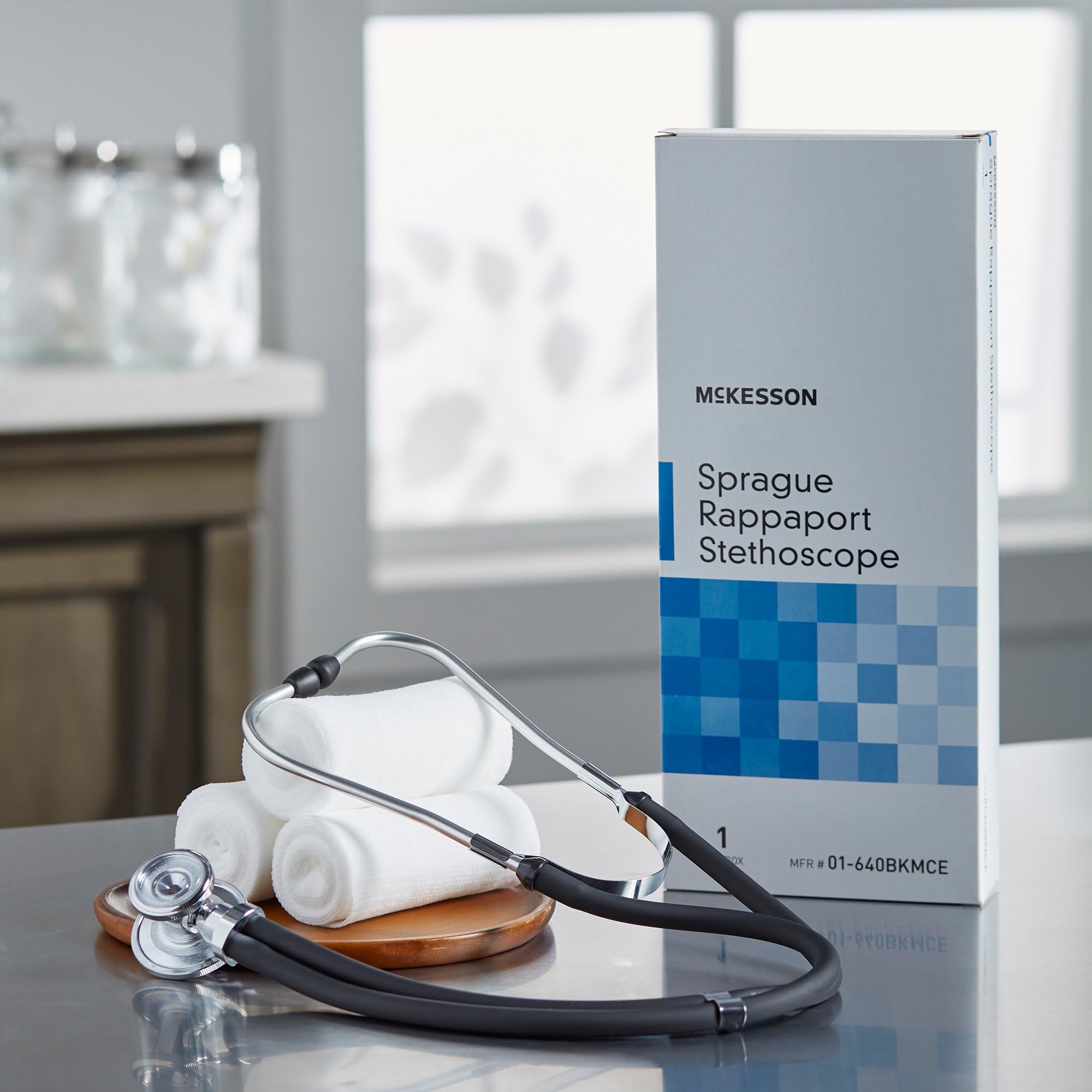 McKesson Sprague Rappaport Stethoscope, Double-Sided Chestpiece, Black, 16 in, 1 Count