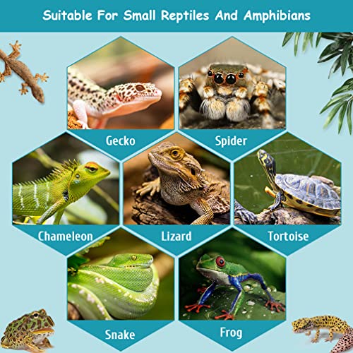 Hamiledyi Reptile Hide Box Leopard Gecko Hideout Cave with Sink Humidifier Lizards Hideaway Hut Flexible Leaves Pet Habitat Decor for Snakes Leopard Spiders Turtles Amphibians