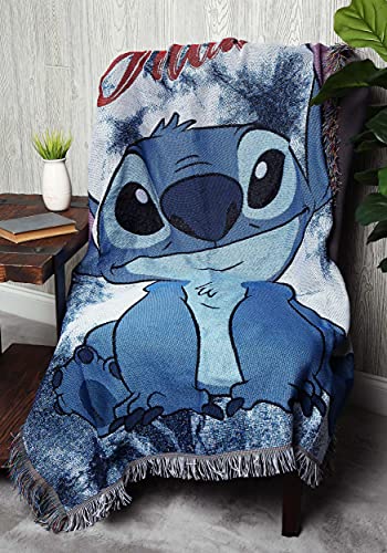 Lilo & Stitch, "Shibori Stitch" Woven Tapestry Throw Blanket, 48" x 60", Multi Color