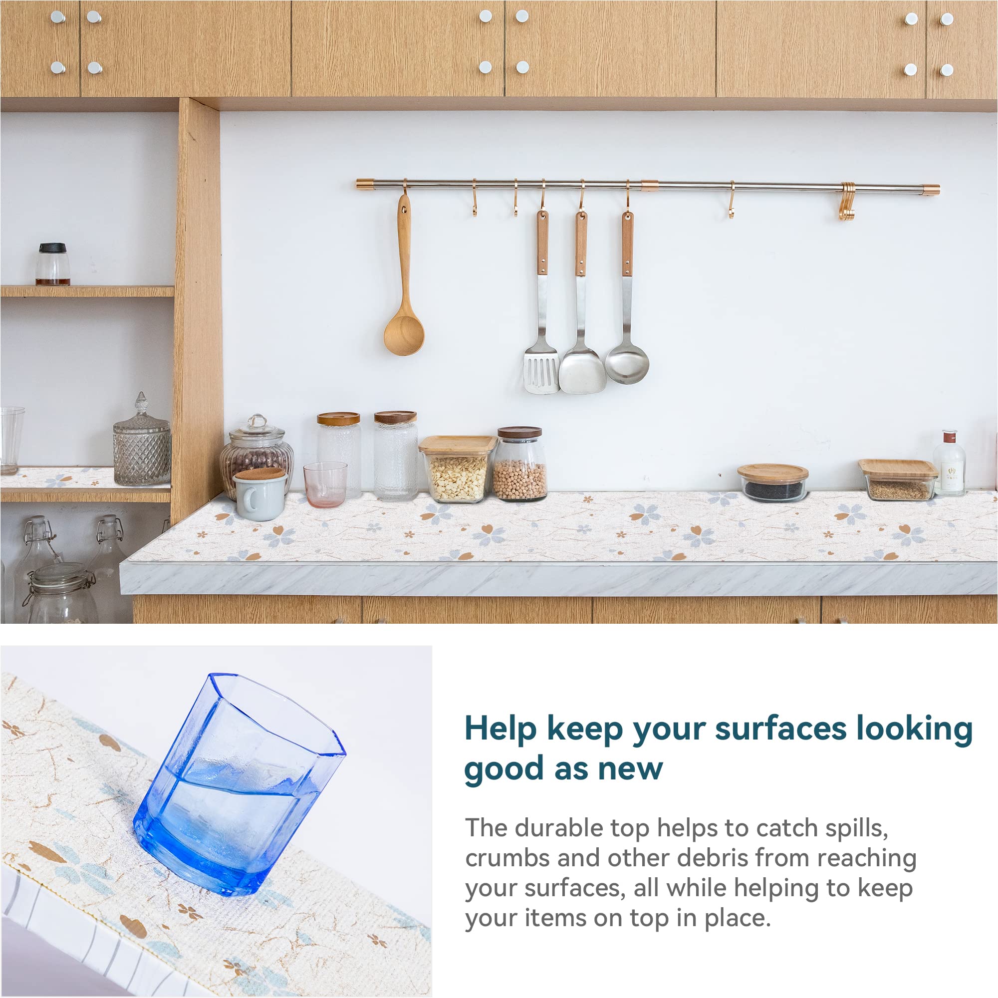 DwellAid Shelf Liner for Kitchen Cabinets 12in x10ft Non Adhesive Kitchen Drawer Liner, Waterproof Shelf Liner Durable Anti-Slip for Kitchen Cabinets Shelf Liners for Kitchen Cabinets