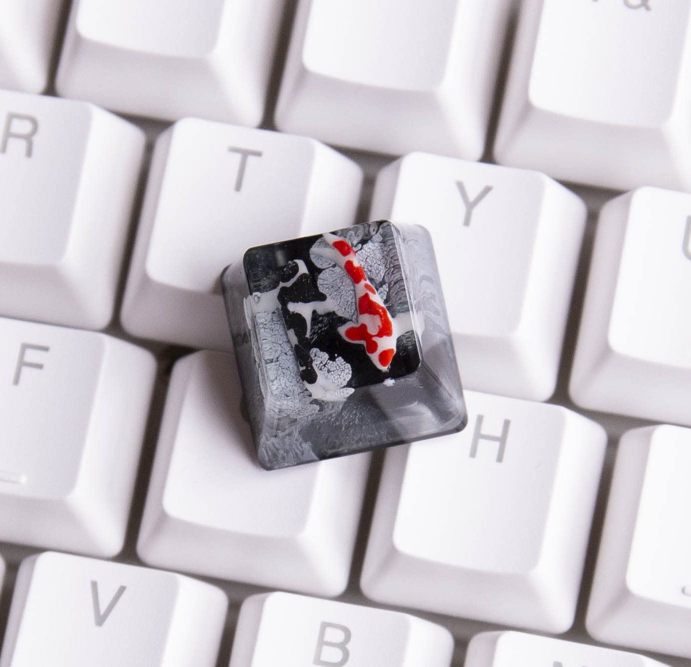cho26key Gaming Keycaps for Cherry MX Switches(OEM R4) Hand Made Resin Key caps… (Black Koi（R4）)