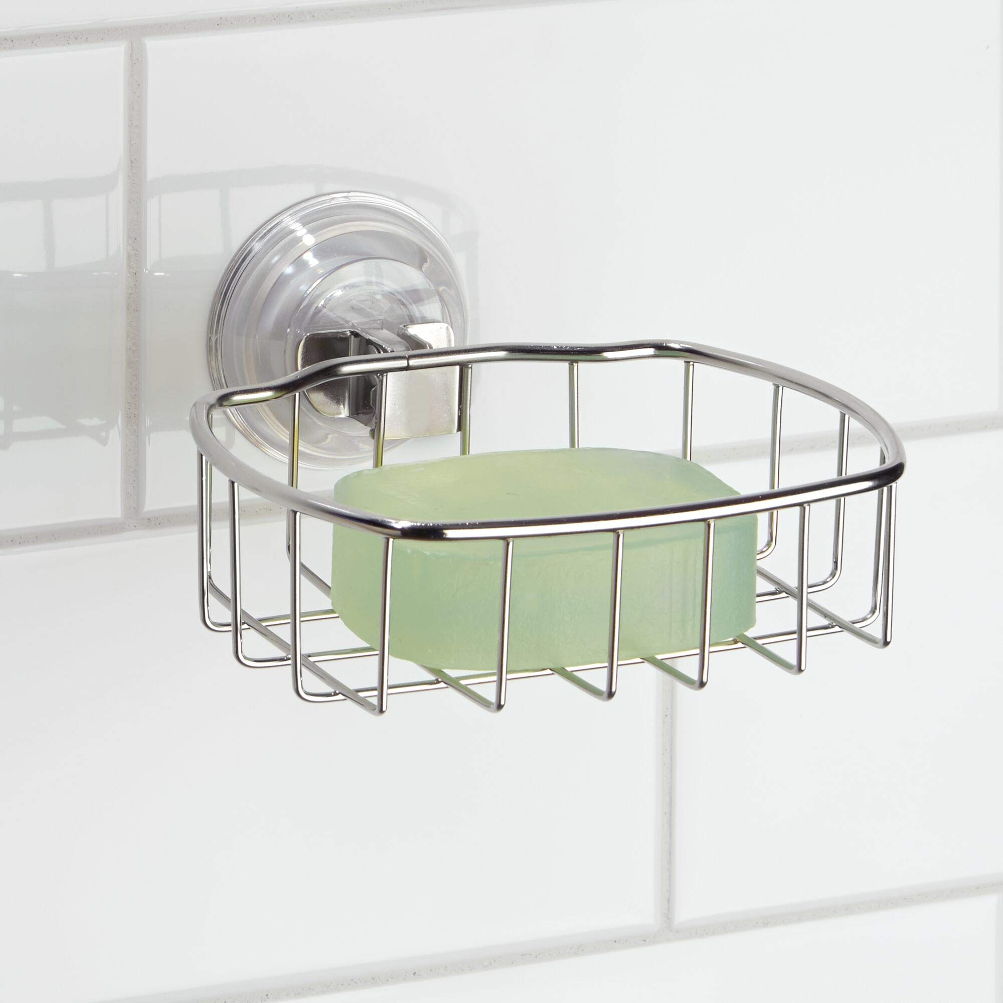 iDesign Reo Metal Power Lock Suction Rack for Bathroom, Kitchen Use