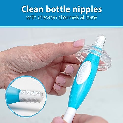 Dr. Brown's Reusable Sponge Baby Bottle Cleaning Brush with Suction Cup Stand, Scrubber and Nipple Cleaner, Blue 1-Pack (Pack of 2)