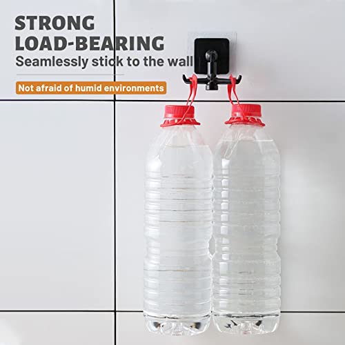 Kitchen Utensil Hanger,Under Cabinet Holder 6 Pieces 360 Degrees Rotating Folding Hook Self-Adhesive Waterproof Utility for Home Bathroom No Drilling (3 White+3 Black), 4.3×2.7×1.9 inch