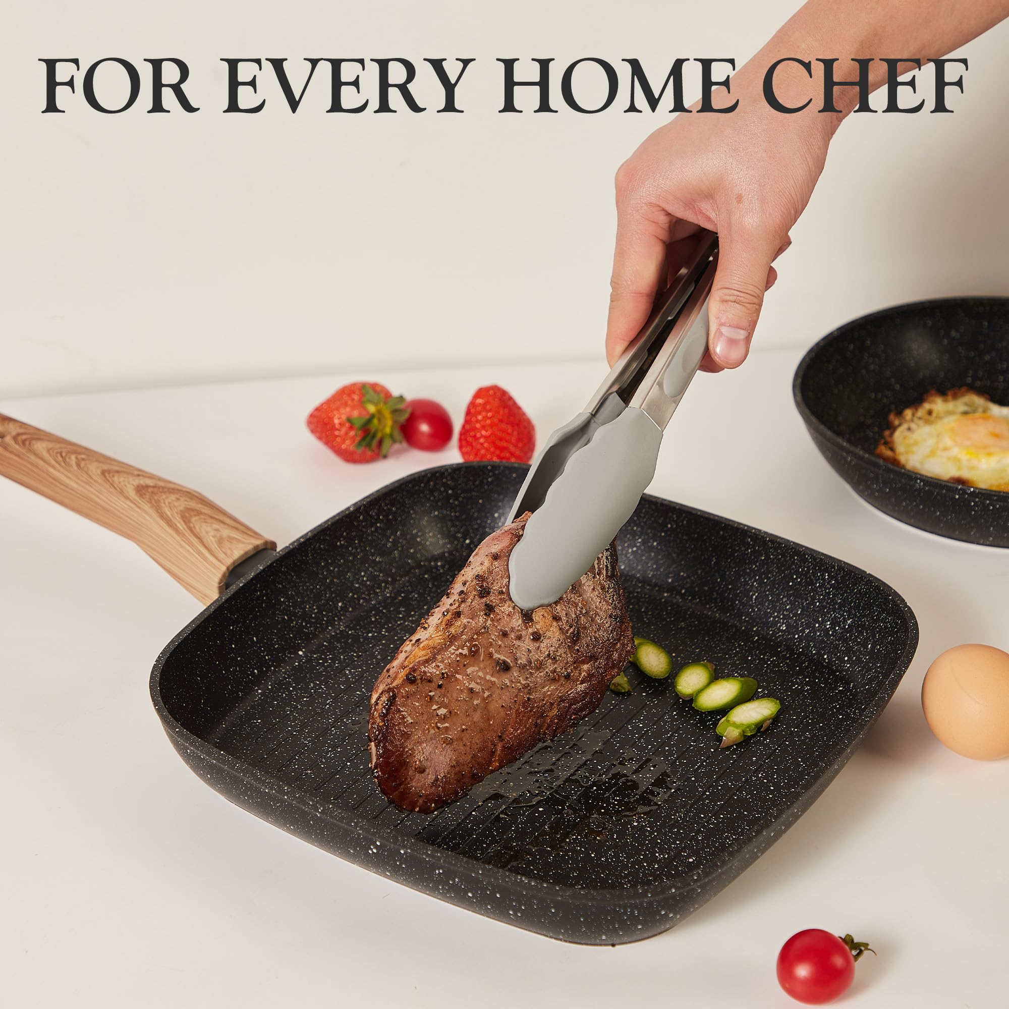 HAFMOOBEY Pots and Pans Set Nonstick, 20PCS Grey Granite Induction Cookware Sets with Frying Pans, Saucepan & Cooking Pots, PFOA Free Non Stick Pots and Pans