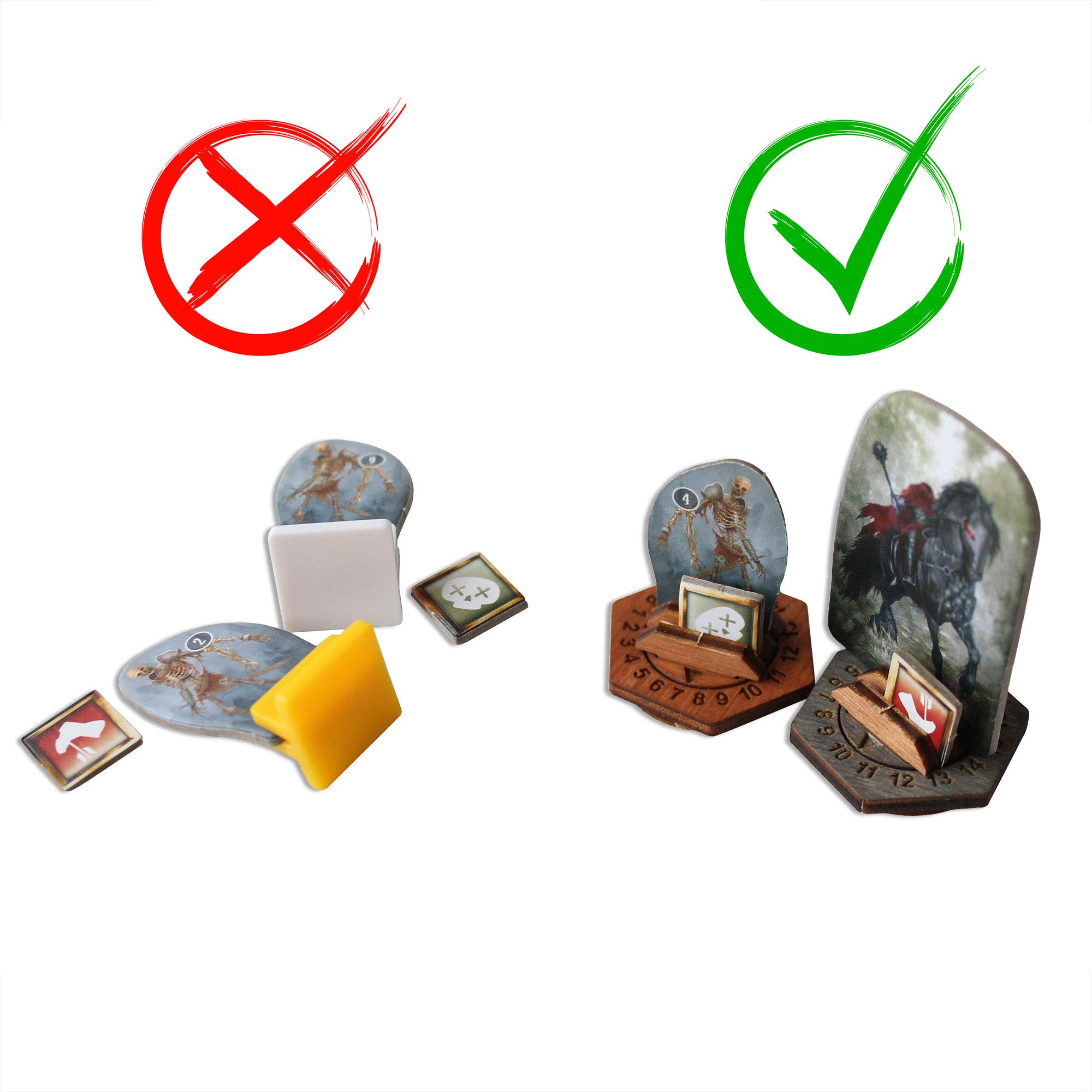 SMONEX Wooden Health Tracker 24 Pcs - Compatible with EU and US Gloomhaven Board Game and Frosthaven Board Game - Monster Stands Accessories