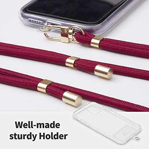 Sinjimoru Cell Phone Lanyard for Phone Case, Adjustable Phone Neck Strap Lanyard Compatible with Key Holder & ID Card Holder. Sinjimoru Shoulder Strap Burgundy Mix