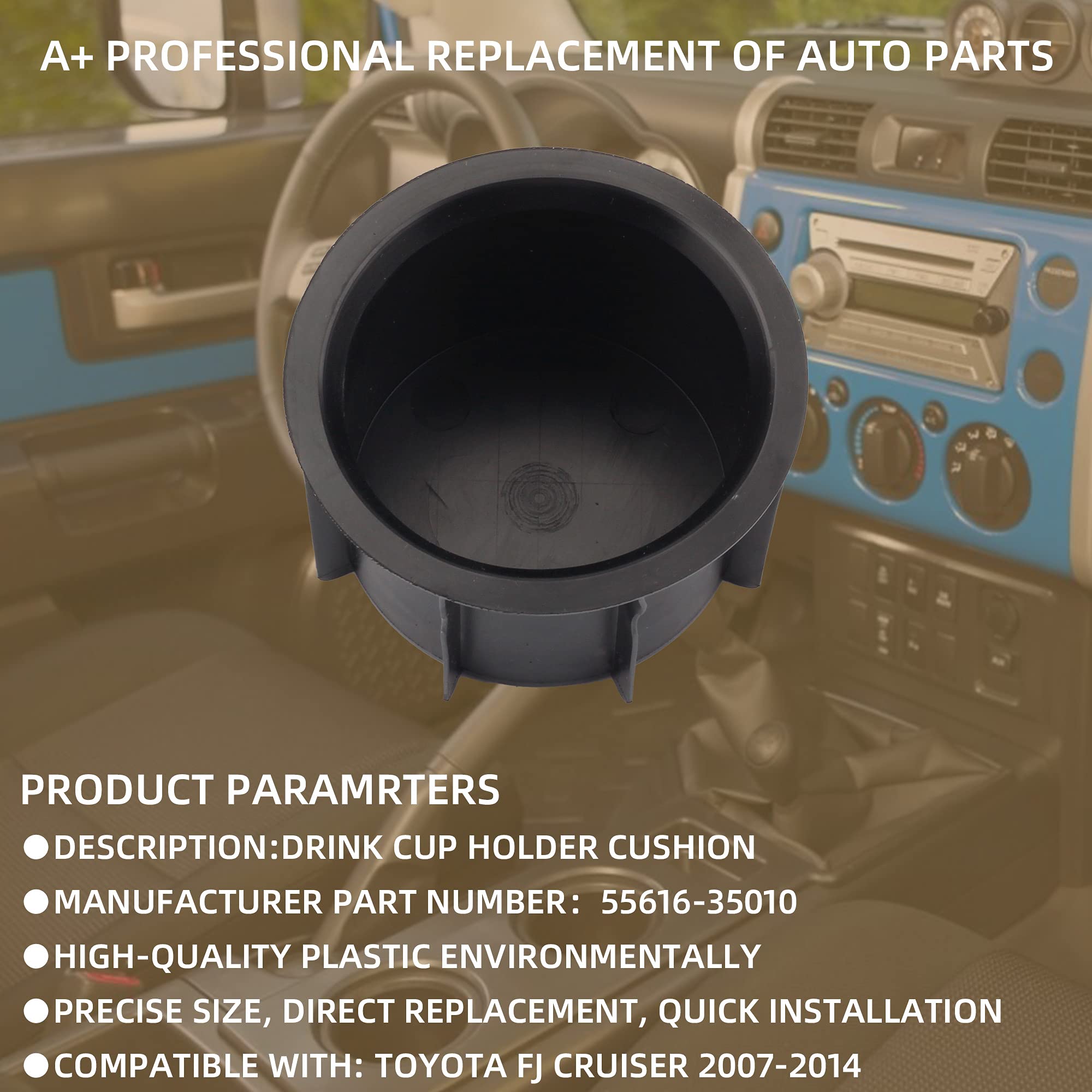 Dasbecan Set of 2 Front Dashboard Drink Cup Holder Assembly Compatible with Toyota FJ Cruiser 2007-2014 Replaces# 55616-35010