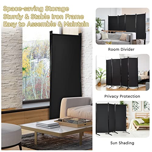 Giantex 5.6 Ft Tall 4 Panel Room Divider Black, Lightweight Portable Folding Privacy Screen, Freestanding Partition Wall Divider and Separator for Bedroom Home Office Apartment Studio