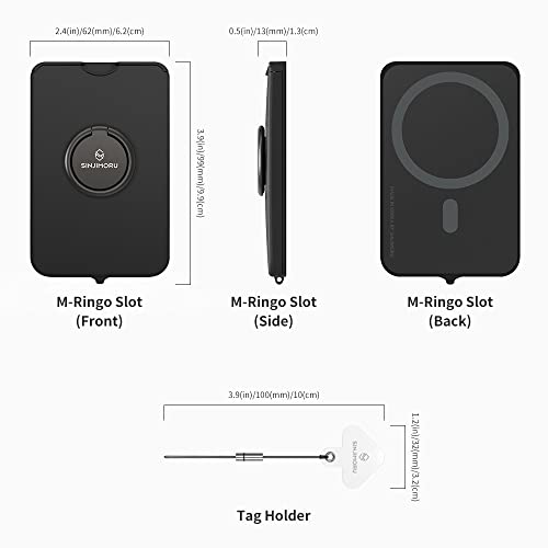 Sinjimoru MagSafe Wallet Phone Case with Ring Holder - Compatible with iPhone 14/13/12 Series & MagSafe Cases, Kickstand & Card Slot, M-Ringo Black