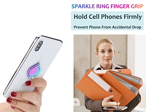 lenoup Rainbow Sparkle Cell Phone Ring Stand Holder,Glitter Bling Bling Rainbow Ring Grip Kickstand,360 Rotation Finger Ring for Almost All Phones,Pad
