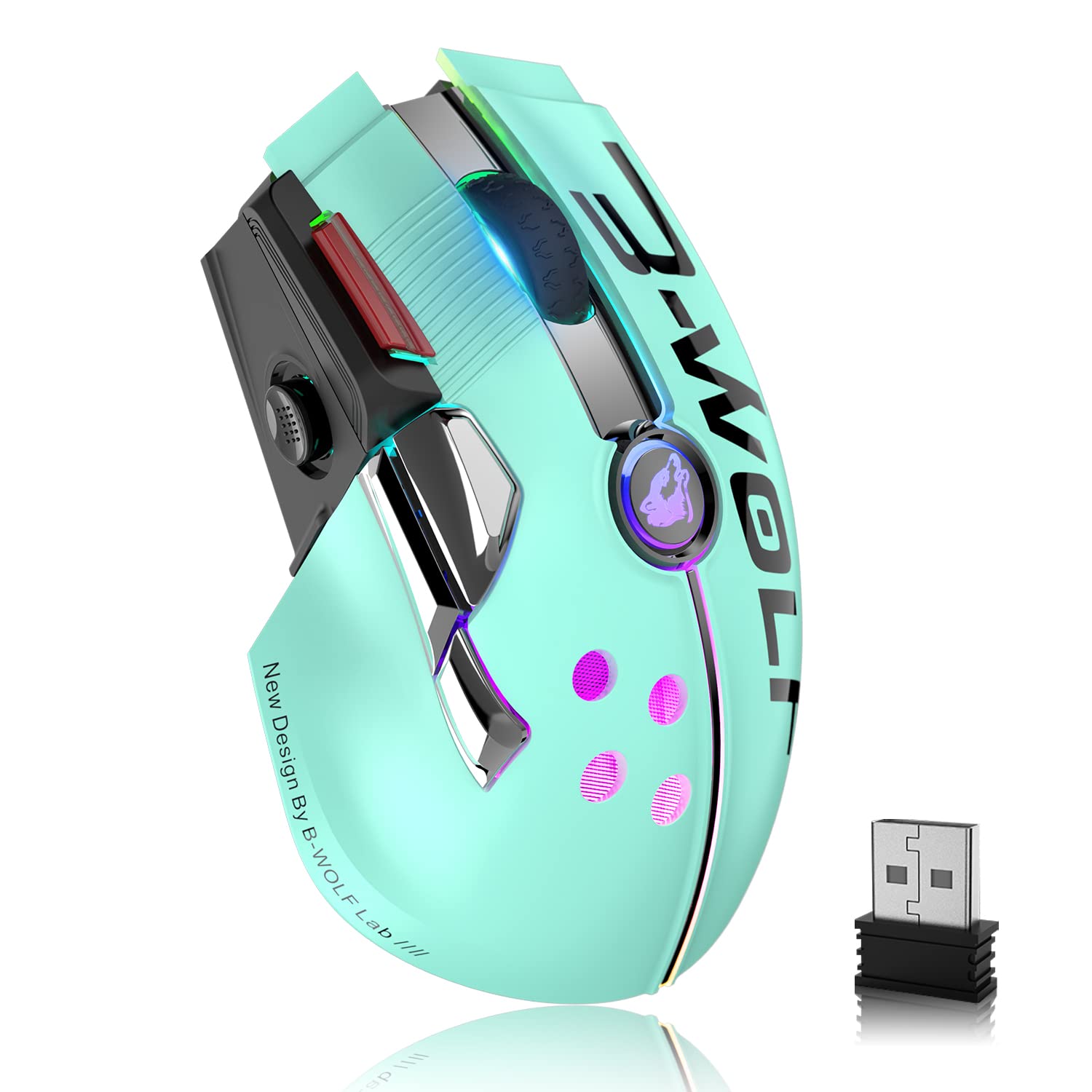 Wireless Gaming Mouse,12000 DPI Computer Mouse with Rechargeable 1000mAh Battery,Type-C,Chroma RGB Backlight,9 Programmable Buttons+Rapidfire,Joystick Design for PC,PS4,PS5,Xbox Gamer(Black)