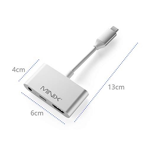 MINIX NEO C-HAGR, USB-C 3.5mm Audio Jack Adapte with to 4K @ 60Hz Display Output, Multi OS Support macOS, iPadOS, Android OS and Windows OS. Silver