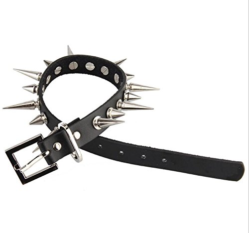 Bystar Unisex Genuine Leather Punk Rock Gothic Spikes Rivets Choker Collar Necklace