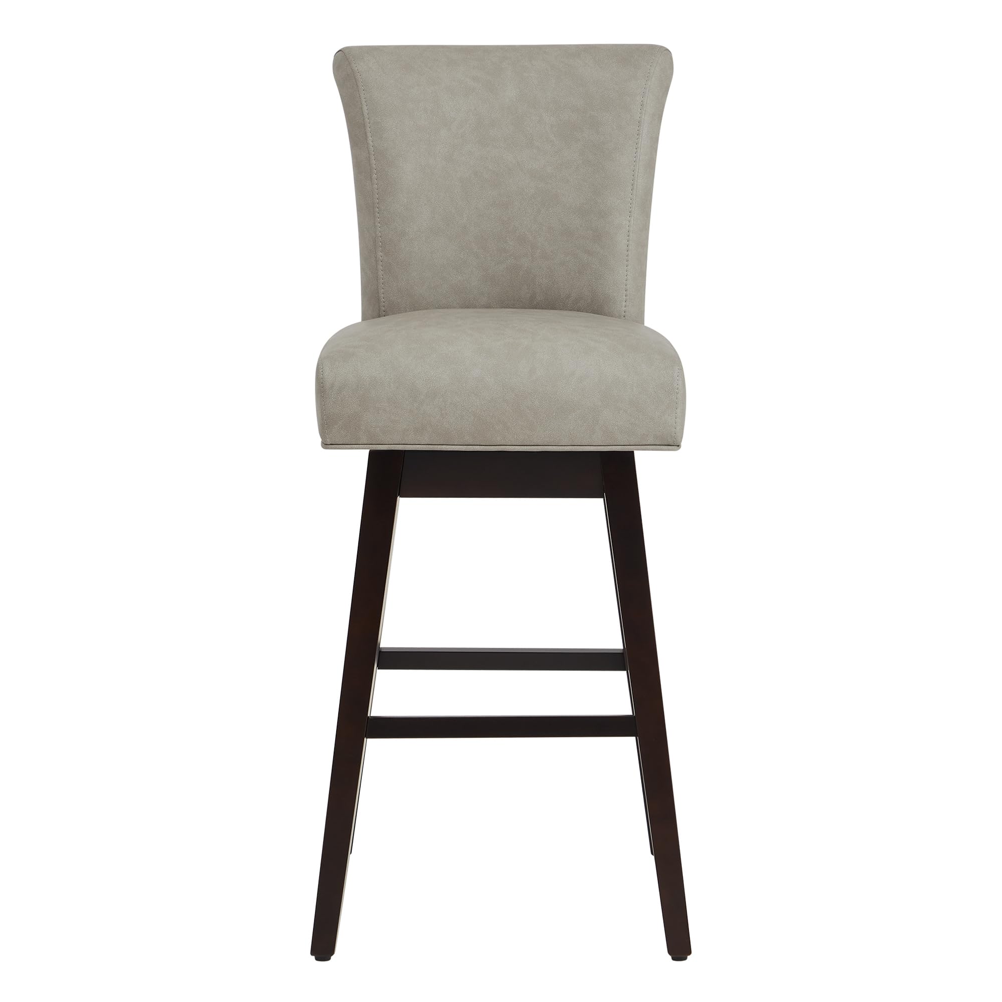 CHITA 30 Inch Counter Height Swivel Bar Stools Set of 2, FSC Certified Modern Upholstered Faux Leather Swivel Barstool Chairs with Back, Stone Grey