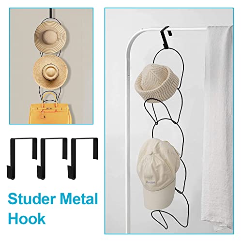 LMIP 15 Pack Hat Holder, Hanging Hat Holder Baseball Hat Holder Wig Organizer, Multifunctional Door/Wall Hat Organizer for Scarves, Handbags, Towels, Clothes, Tie Doors, Wall Hooks, Black (Black)