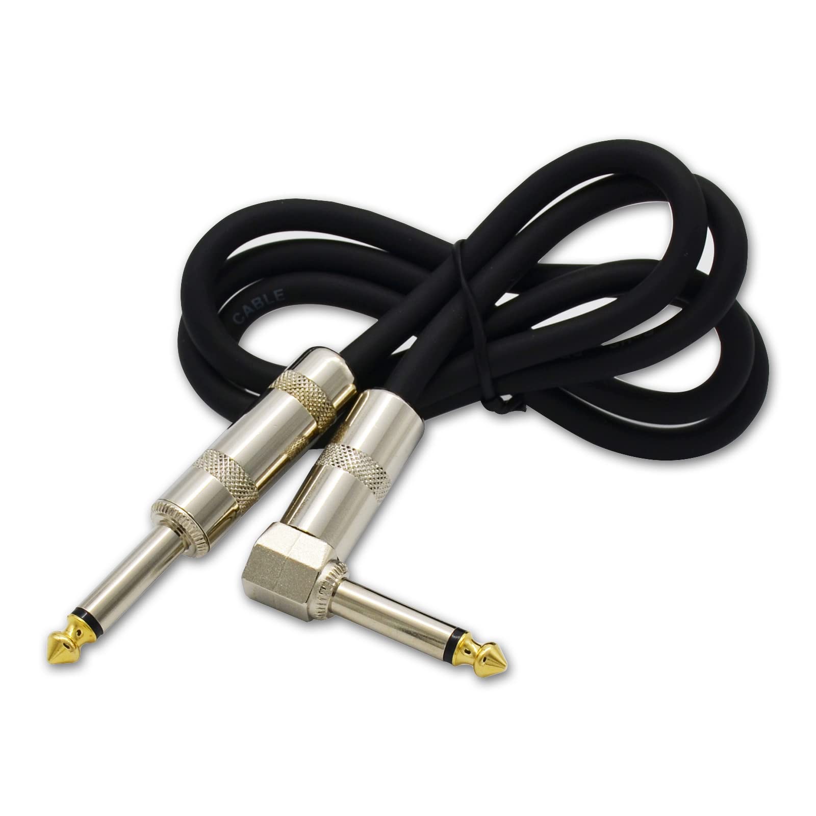 SbE-rsyun Guitar Cable 3ft 1/4 Instrument Cable Right Angle to Straight 1/4" Plug for Electric Guitar Bass Amplifier Audio,Black 3 Pack
