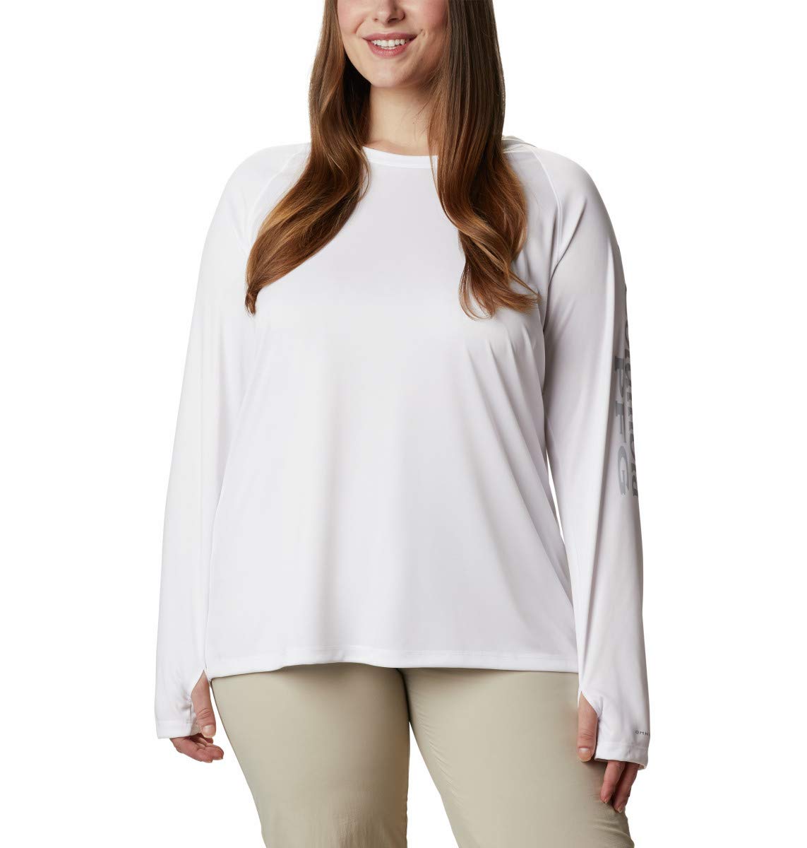 Columbia Women's Tidal Tee Hoodie, White/Cirrus Grey Logo, Medium