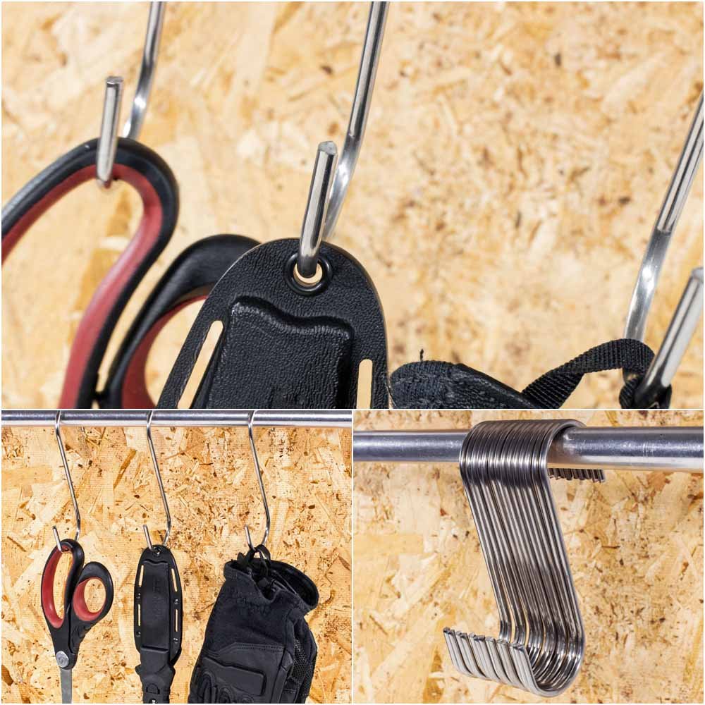 Heavy Duty S-Hooks for Hanging β Comes in 1 3/4 Inch β Stainless Steel Finish (5 Pack)