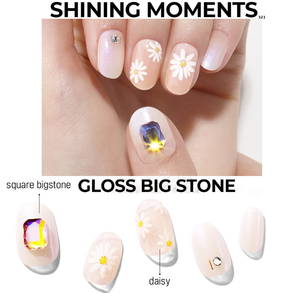 Dashing Diva Gloss Big Stone - Gel Nail Strips]100% CURED ULTRA SHINE GEL NAIL(2 Different Designs 35+35strips) SHINING MOMENTS+EMERAID CREAM 321/27, Gray, 70 Piece Set