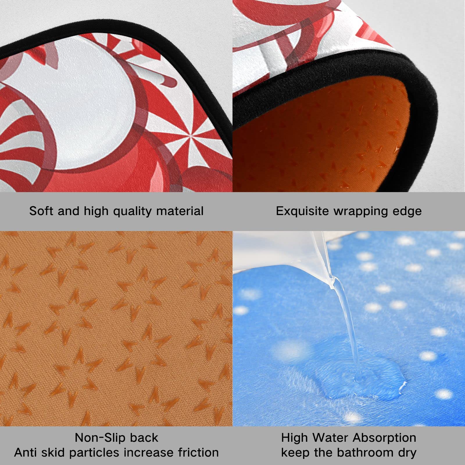 CUPADA Christmas Sweets Kitchen Rugs and Mats 2 Pcs, Candy Canes Non-Slip Floor Runner Mat for Living Room Bedroom Dorm Hallyway Home Decor 19.7"x27.6"+19.7"x47.2"