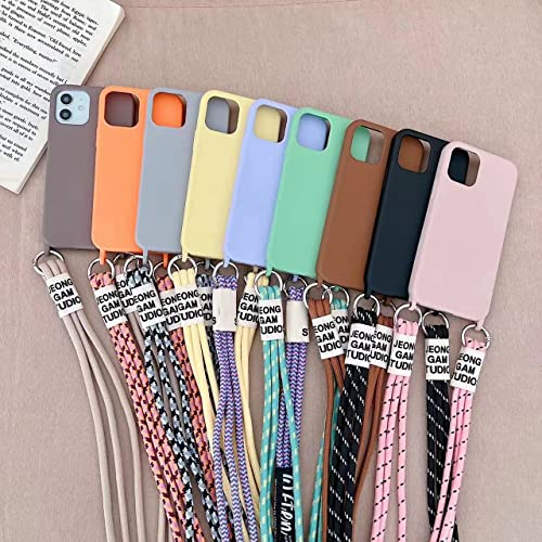 UnnFiko Silicone iPhone Case with Phone Lanyard, Long Crossbody Strap, Universal Lanyard Neck Strap Protective Case Cover (Navy Blue, iPhone 13 Pro)