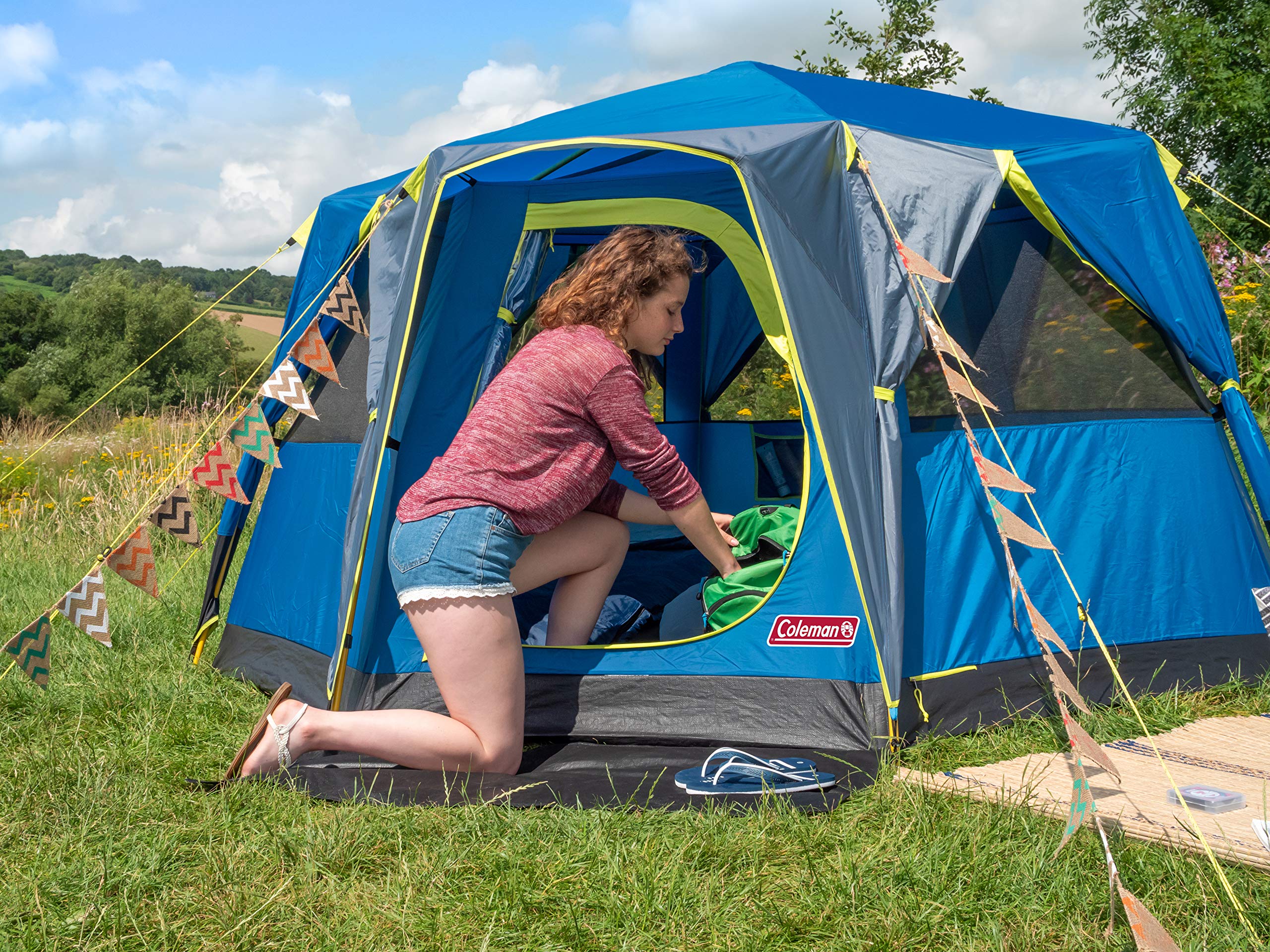 Coleman Tent Octago, 3 Man Tent Ideal for Camping in The Garden, Dome Tent, Waterproof 3 Person Camping Tent with Sewn-in Groundsheet