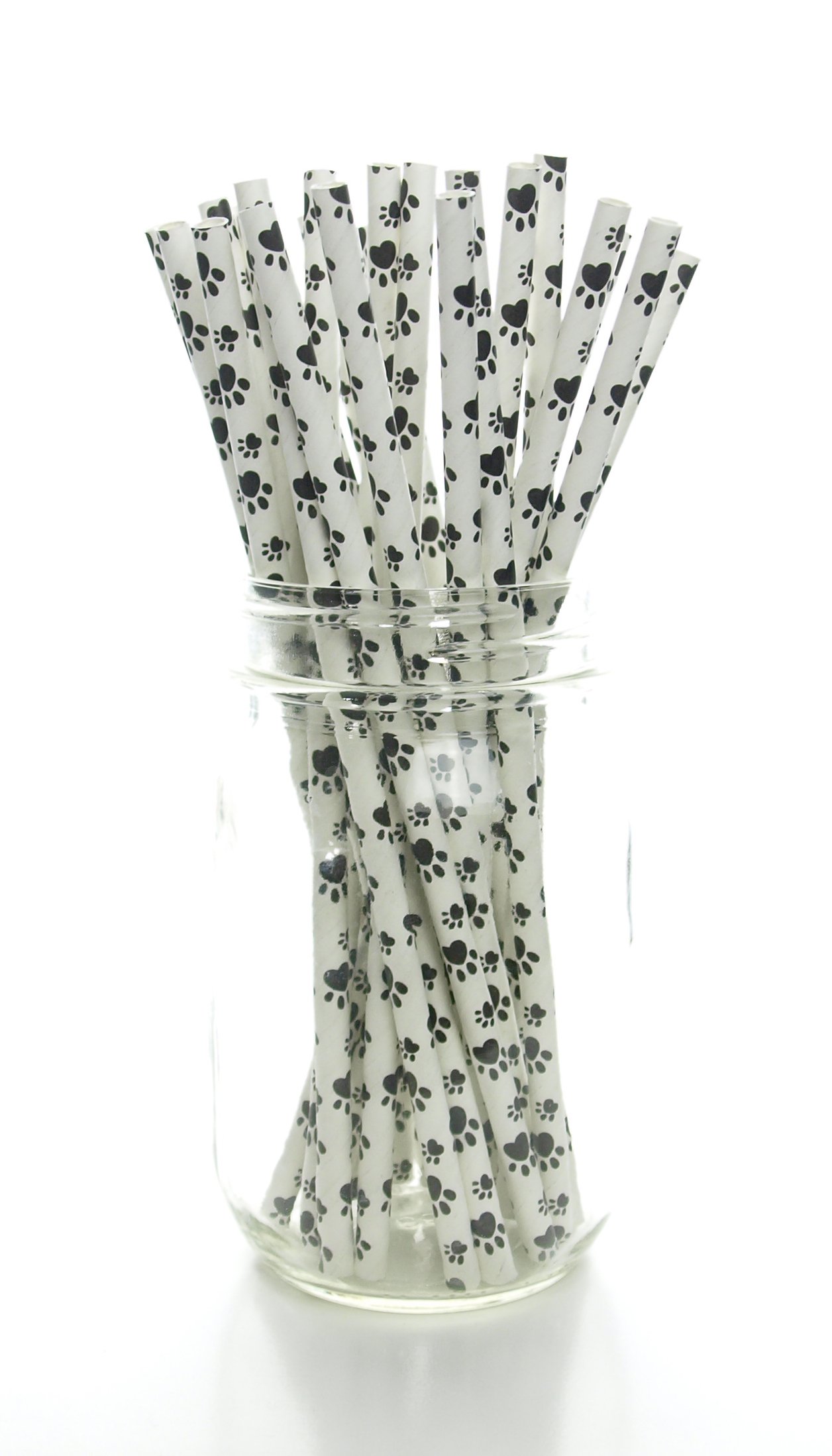 Dog Party Straws (50 Pack) - Paw Print Birthday Party Supplies