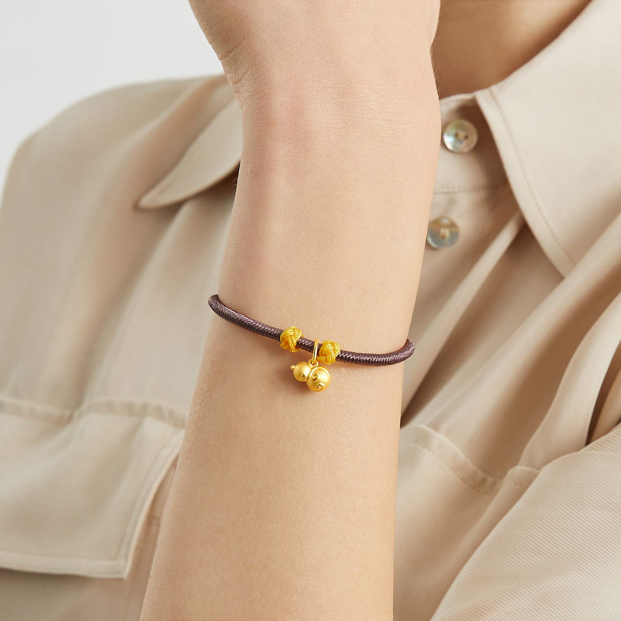 CHOW SANG SANG Cultural Blessings 999 24K Solid Gold Gourd (Wulu) Auspicious Blessing Bracelet for Women 92058B | 8.6 Inches, (22 CM)